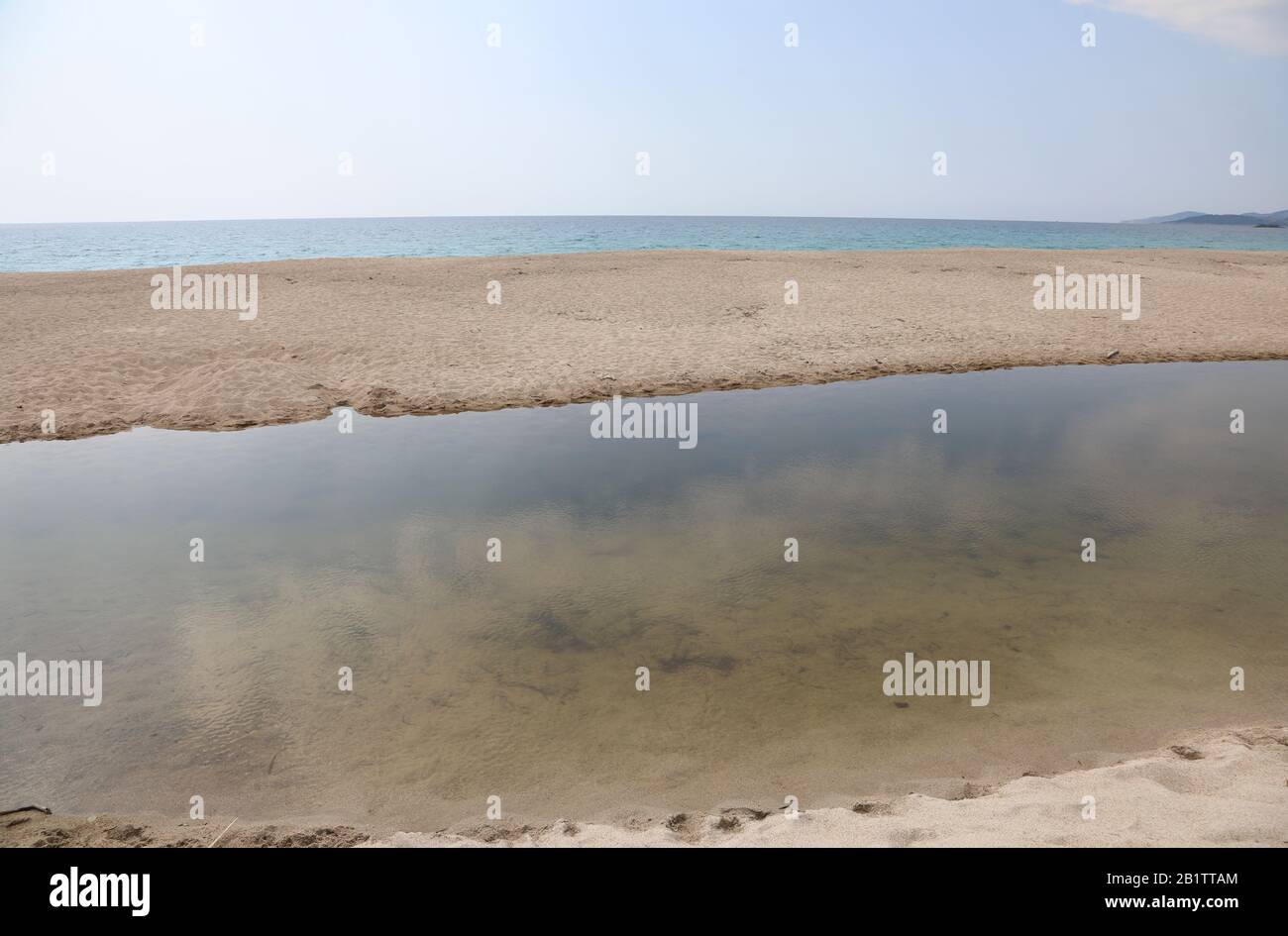 landscape of isthmus of land between water of sea and a river Stock ...