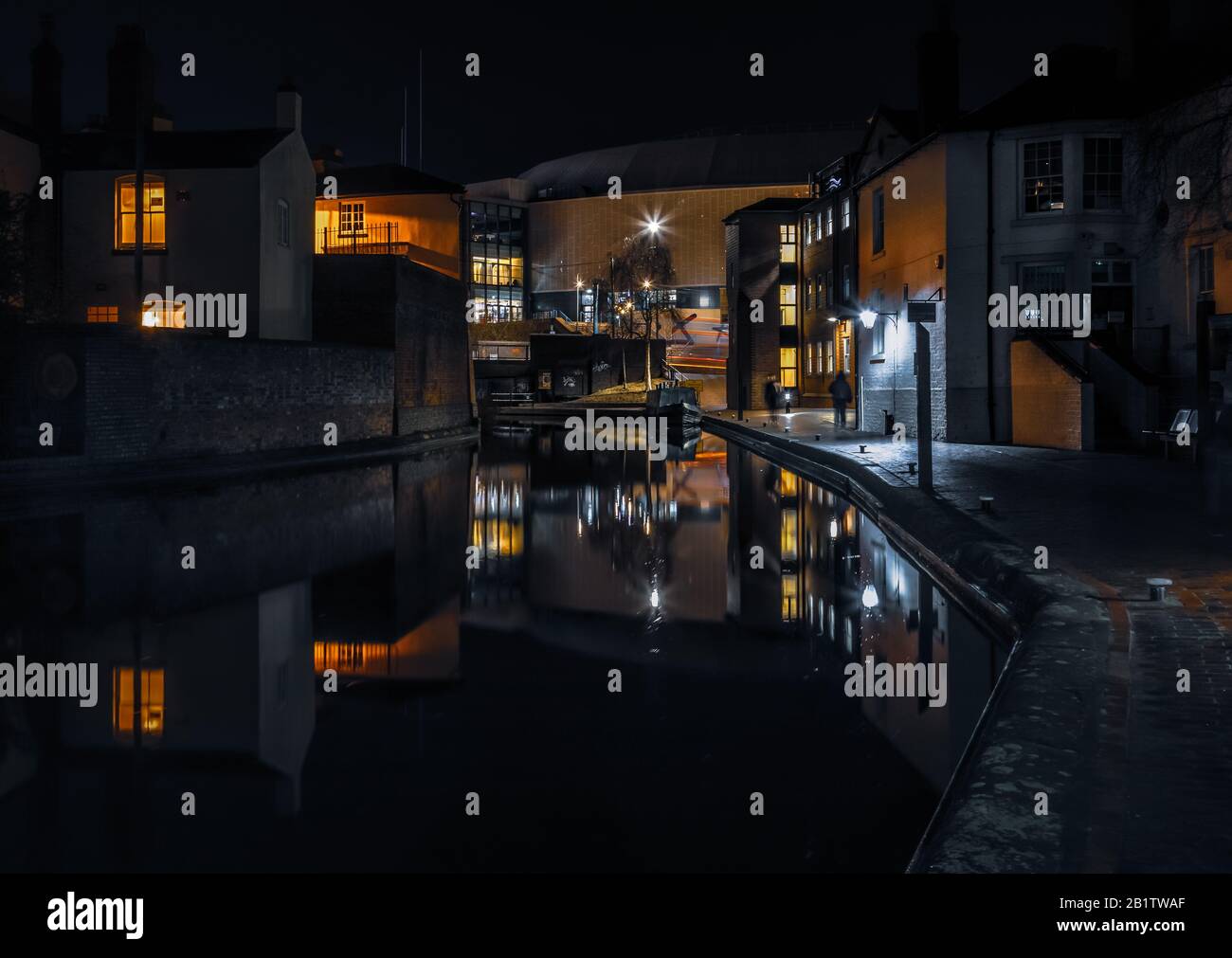 Cambrian Wharf in Birmingham, UK shot at night showing clear ...