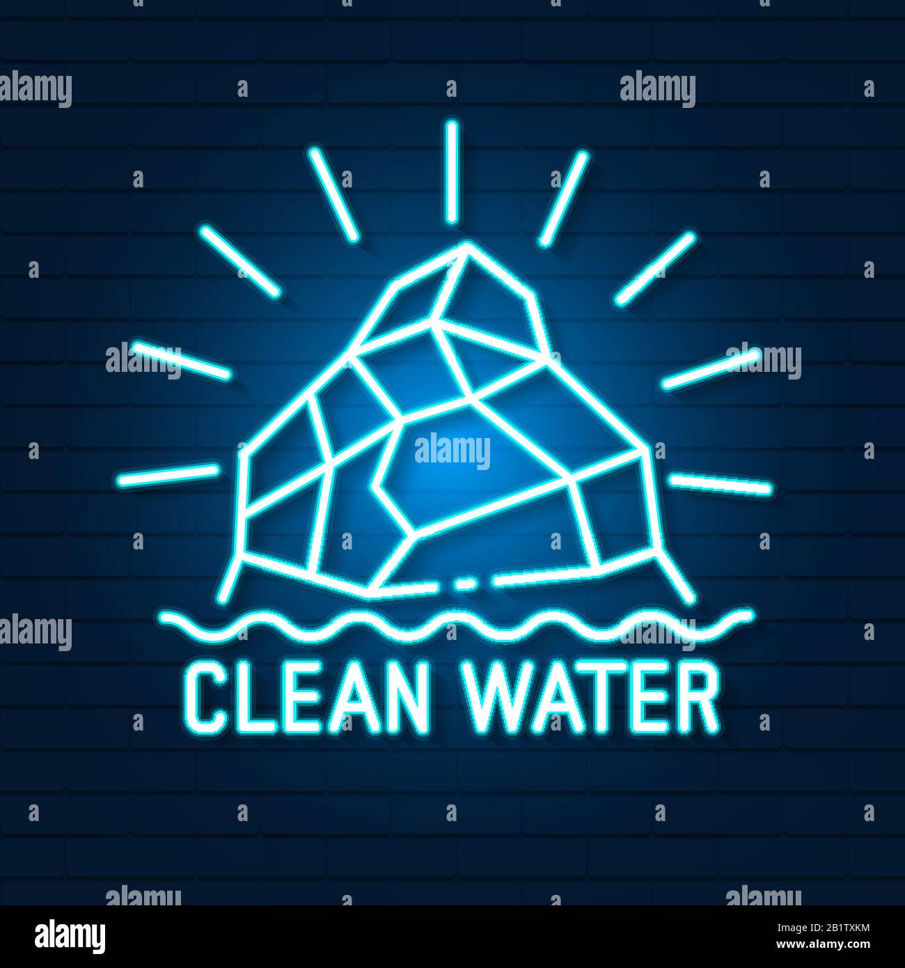 Clean Water Natural Water Neon Signboard. Led Neon Light Sign Display ...