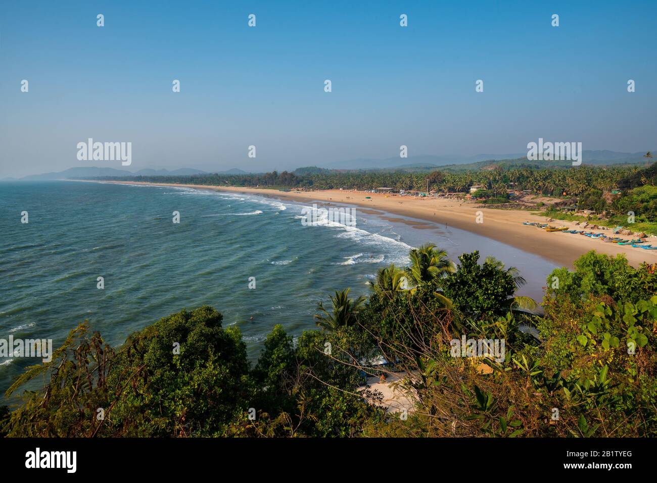 Idyllic view on main beach of Gokarna town at Karnataka State of India ...