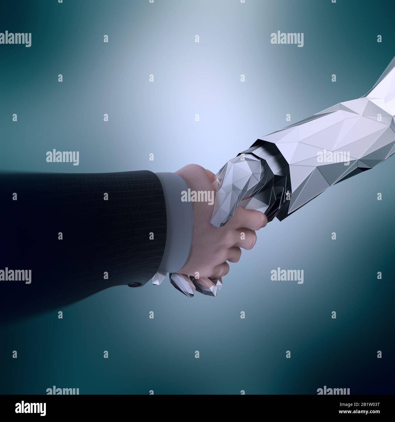 Human and artificial intelligence cooperation - - 3D illustration Stock ...
