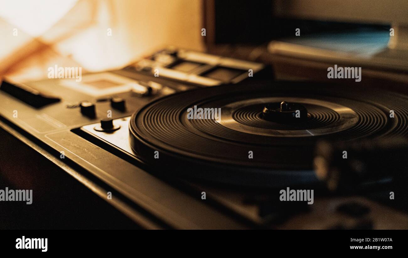 old retro turntable vintage look Stock Photo - Alamy
