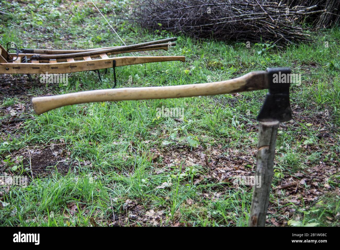 ancient tools for forest work Stock Photo - Alamy