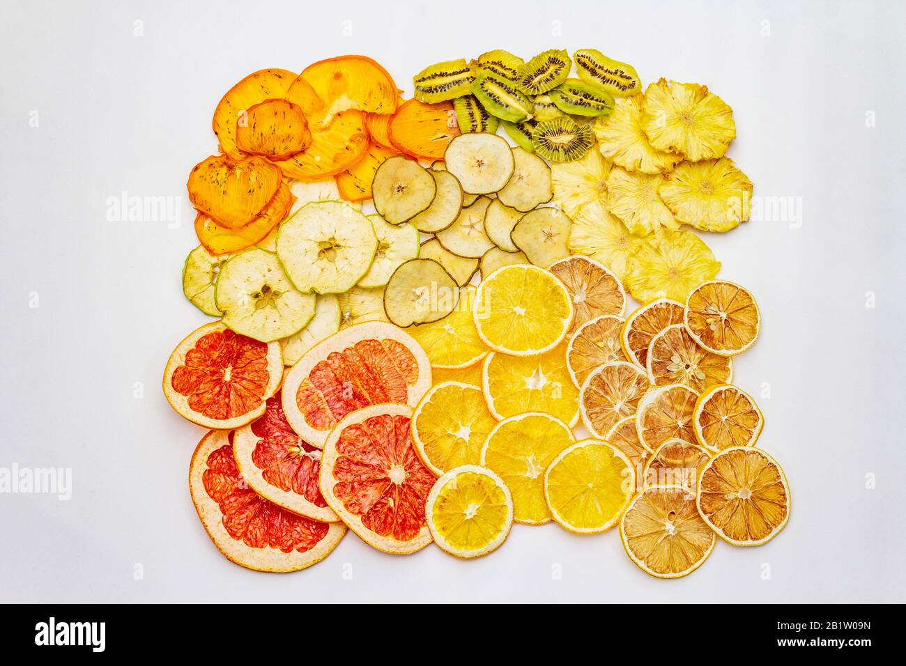 Assorted dried fruits, isolated on a white background. Healthy eating ...