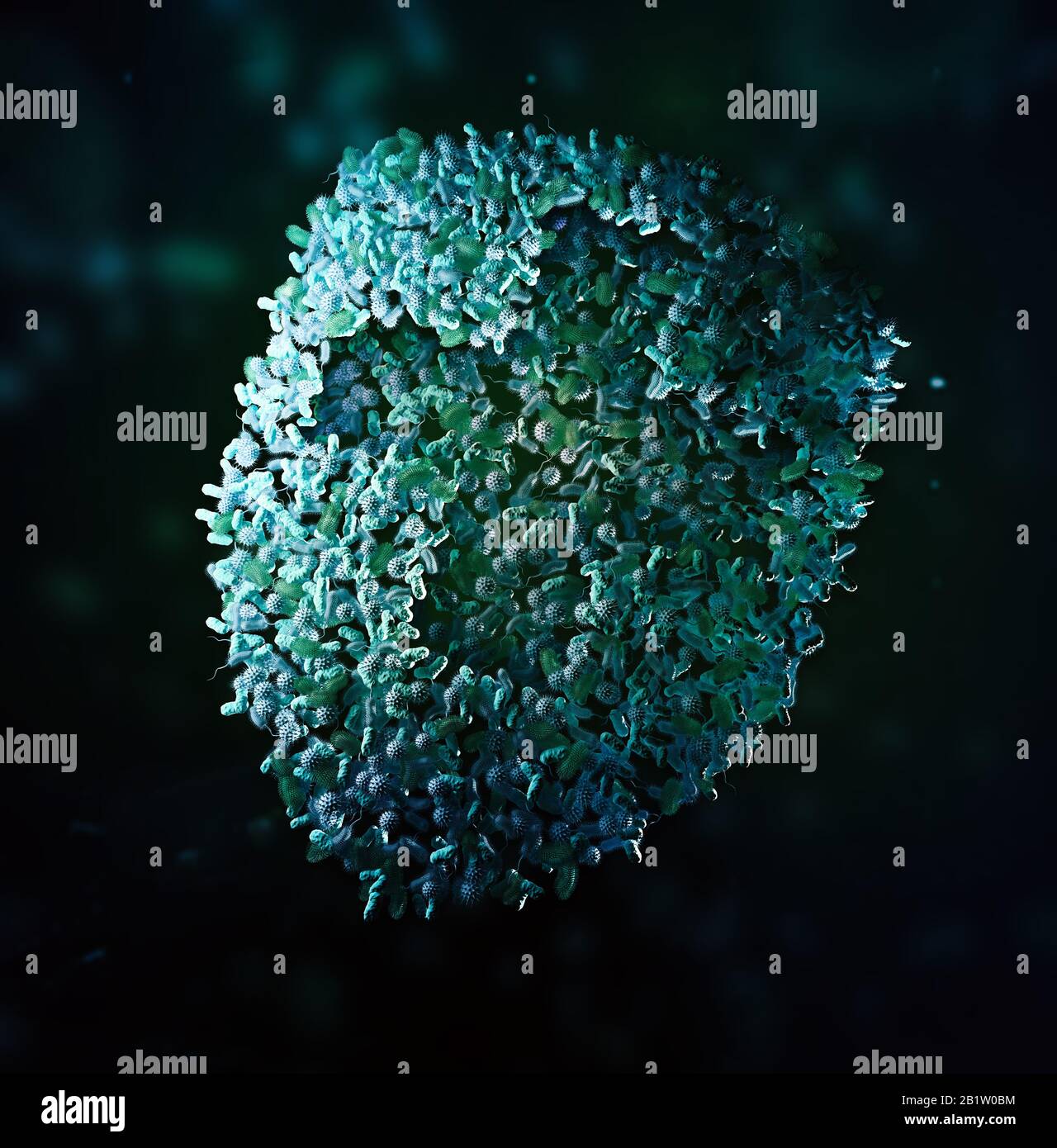 Bacteria forming a shield symbol - microbiome and probiotics concept 3D ...