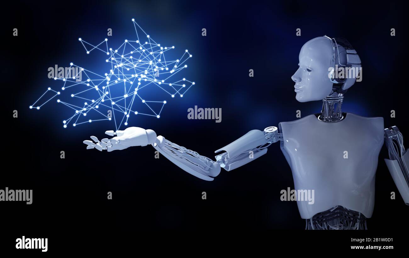 Android 3D illustration - automation and artificial intelligence ...