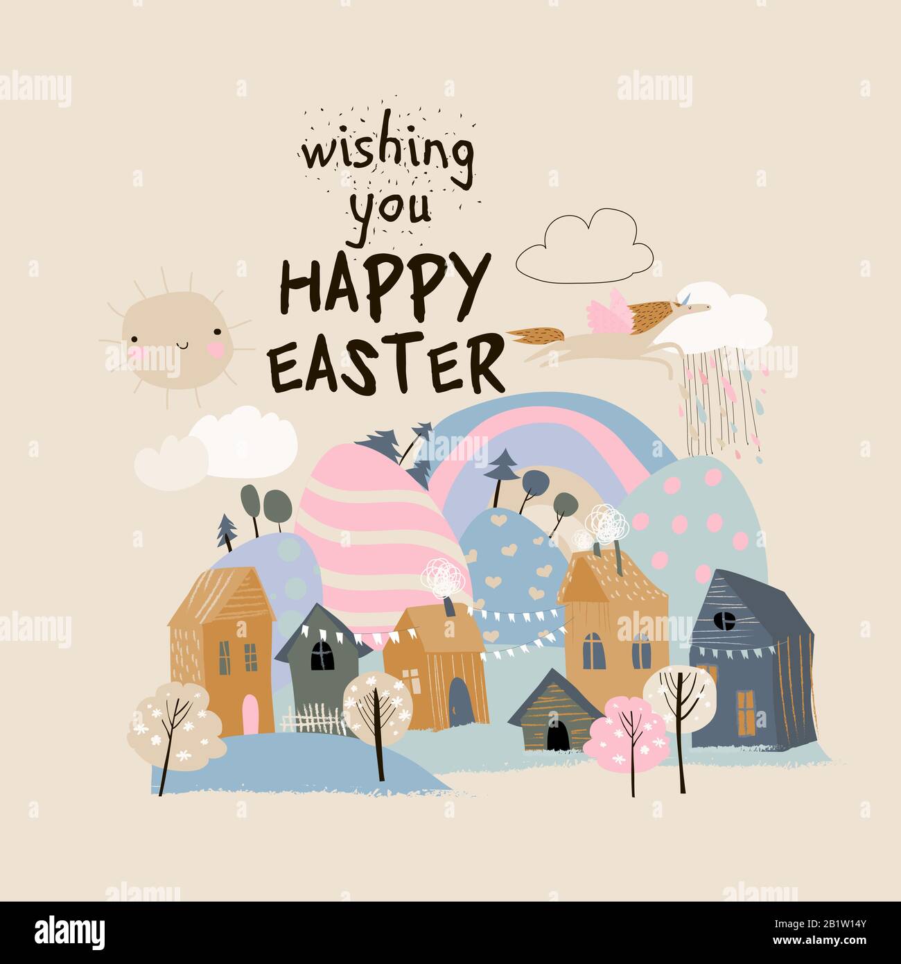 Traditional house with rainbow Stock Vector Images - Alamy