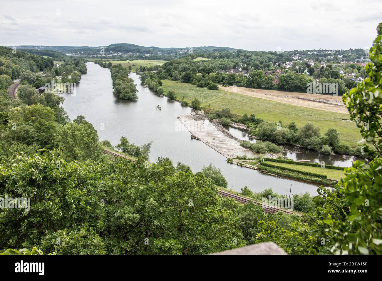 Ruhr valley in Witten with river course Stock Photo - Alamy