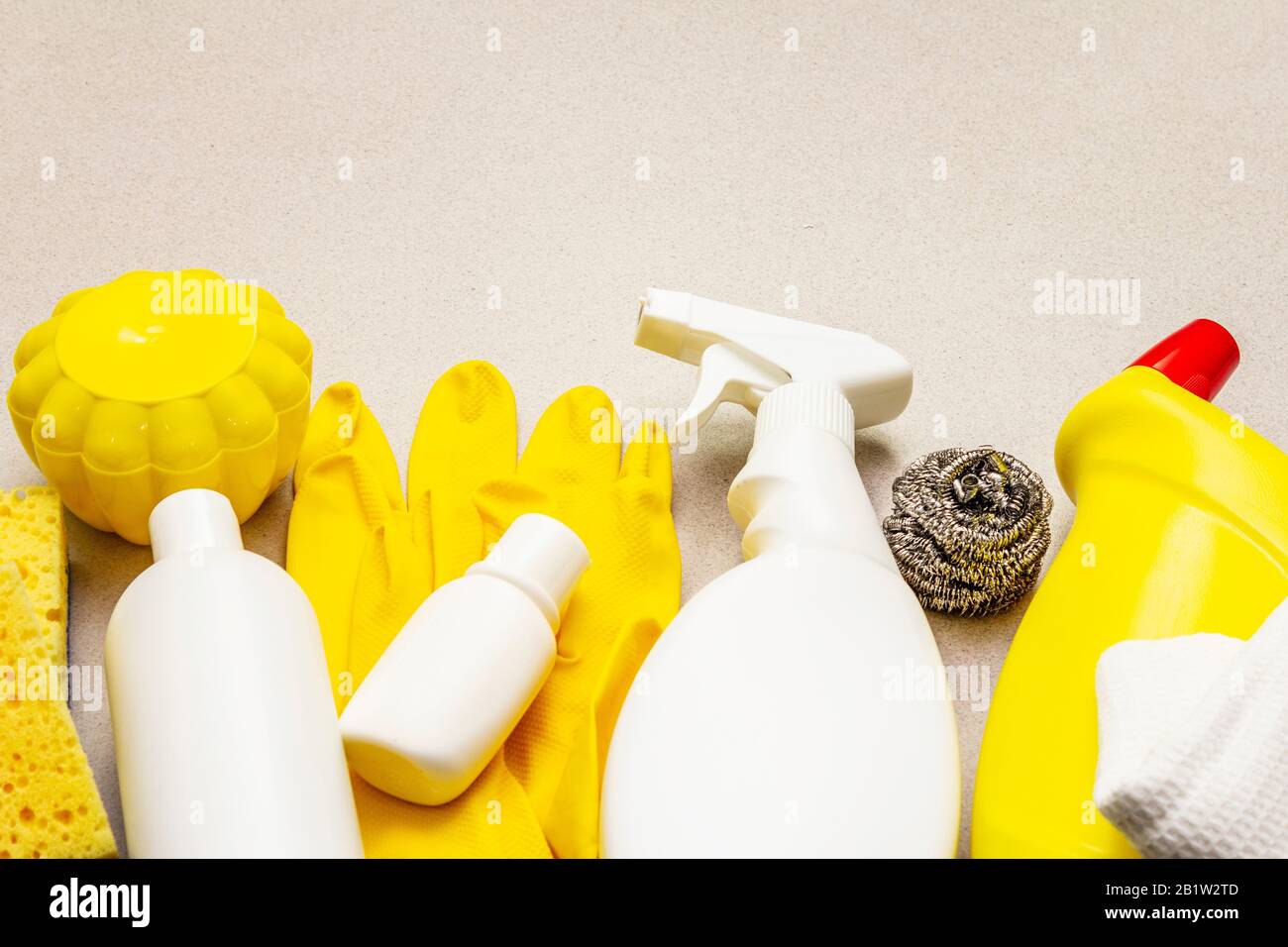 House cleaning product on stone concrete background. Spray, bottle ...