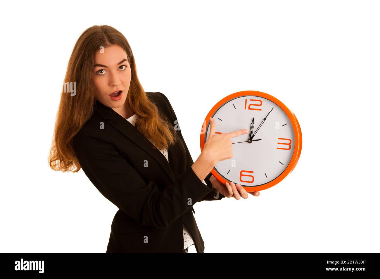 Woman time clock Cut Out Stock Images & Pictures - Alamy