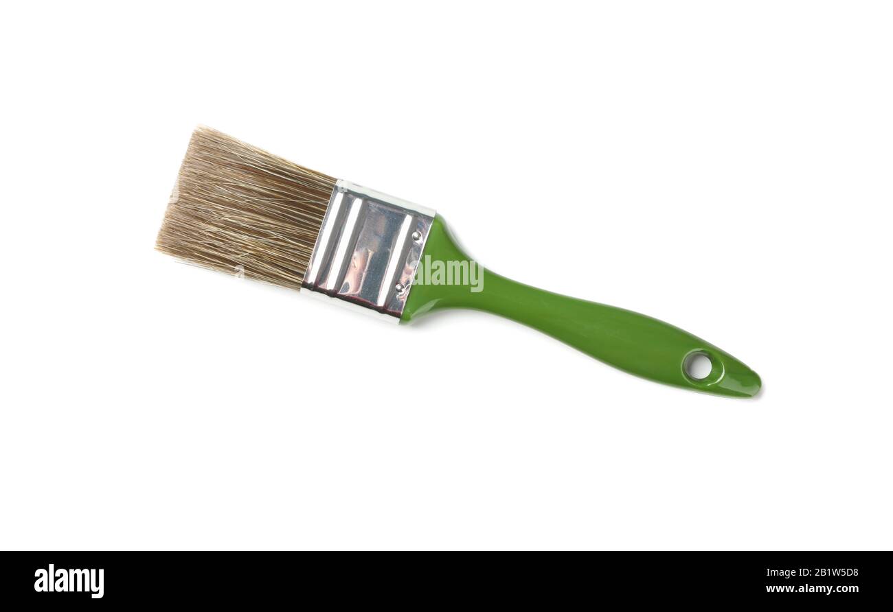 Green paint brush isolated on white background Stock Photo - Alamy