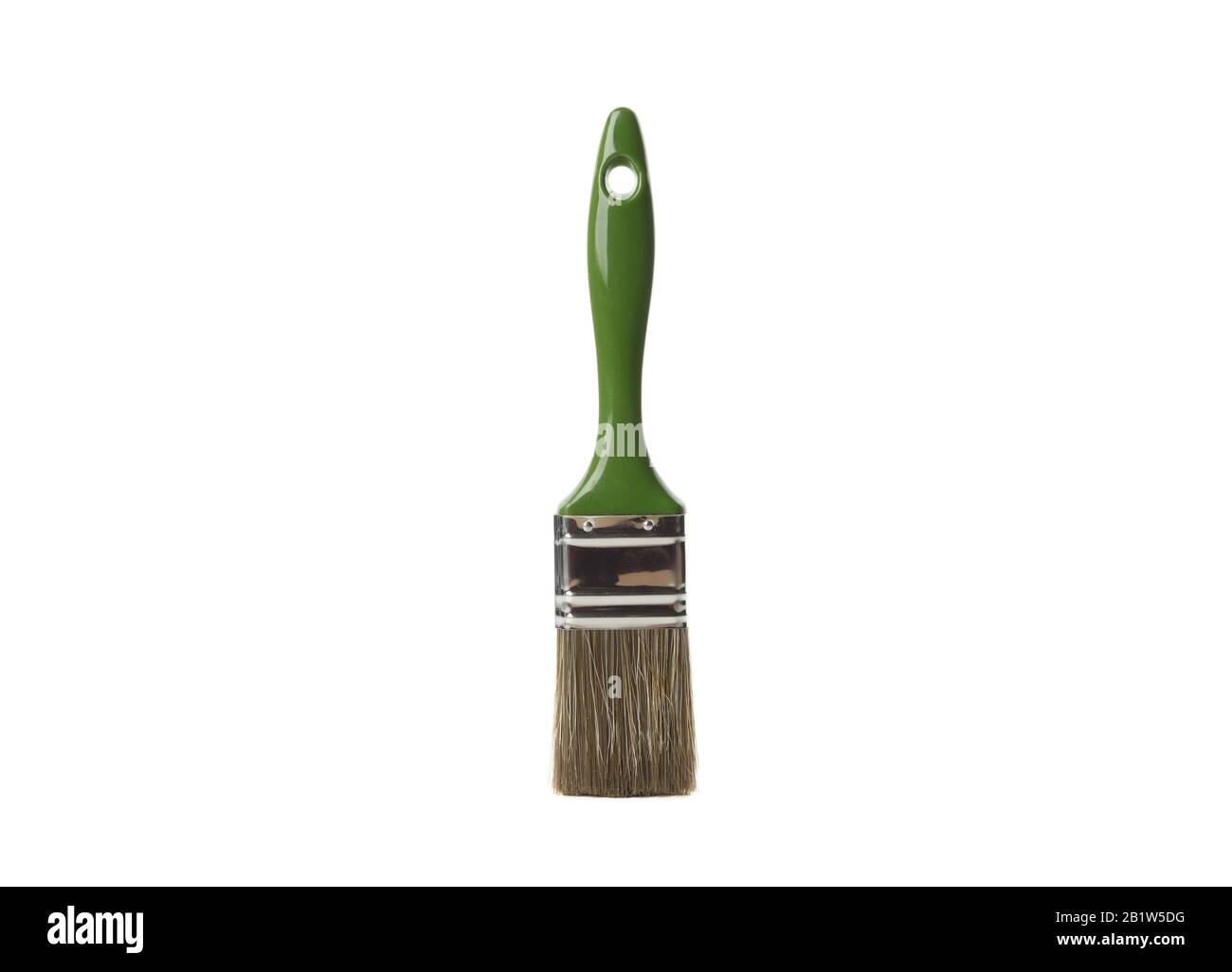 Green paint brush isolated on white background Stock Photo - Alamy