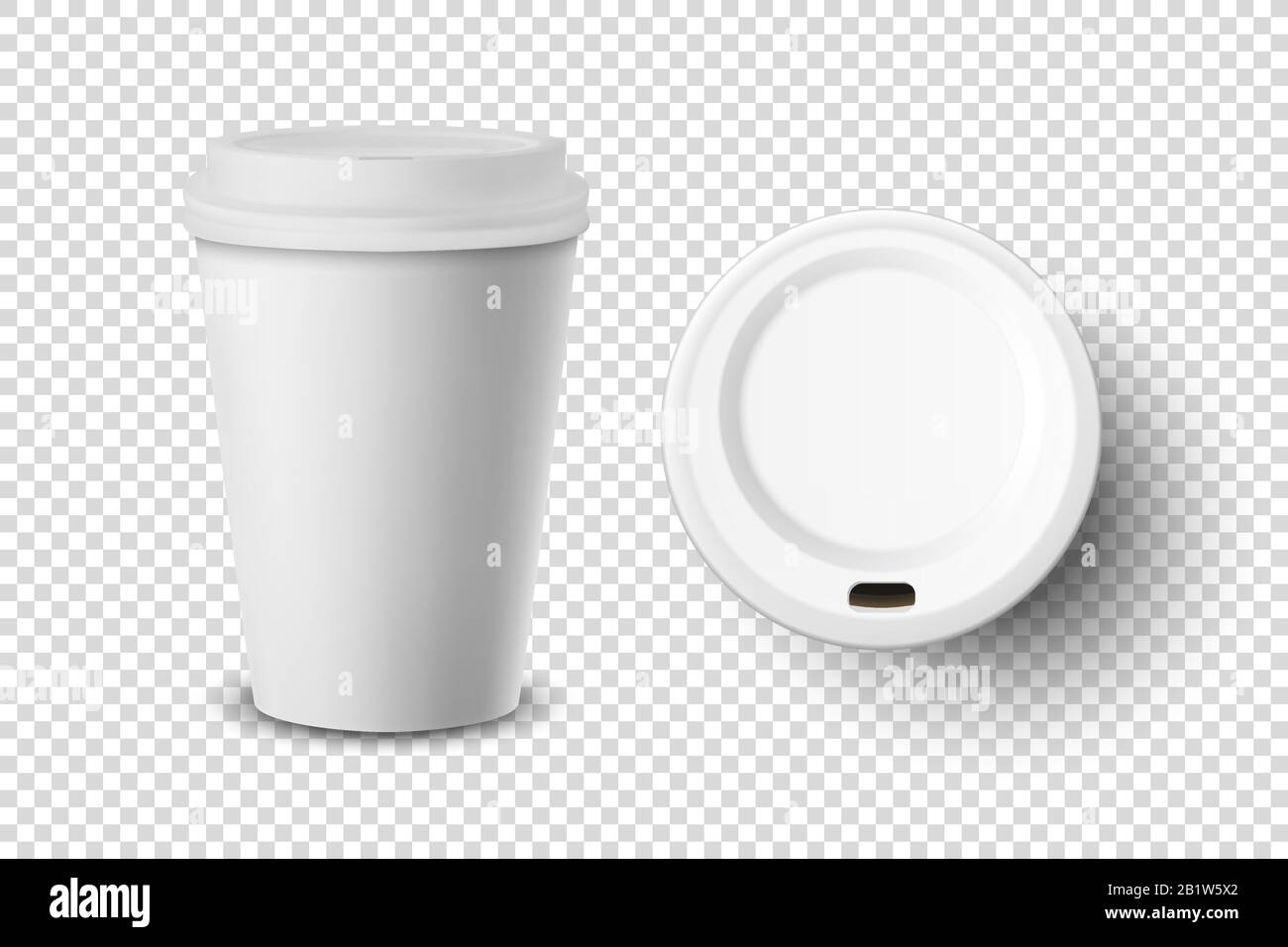 Vector 3d Realistic Disposable Closed and Opened Paper, Plastic Coffee ...