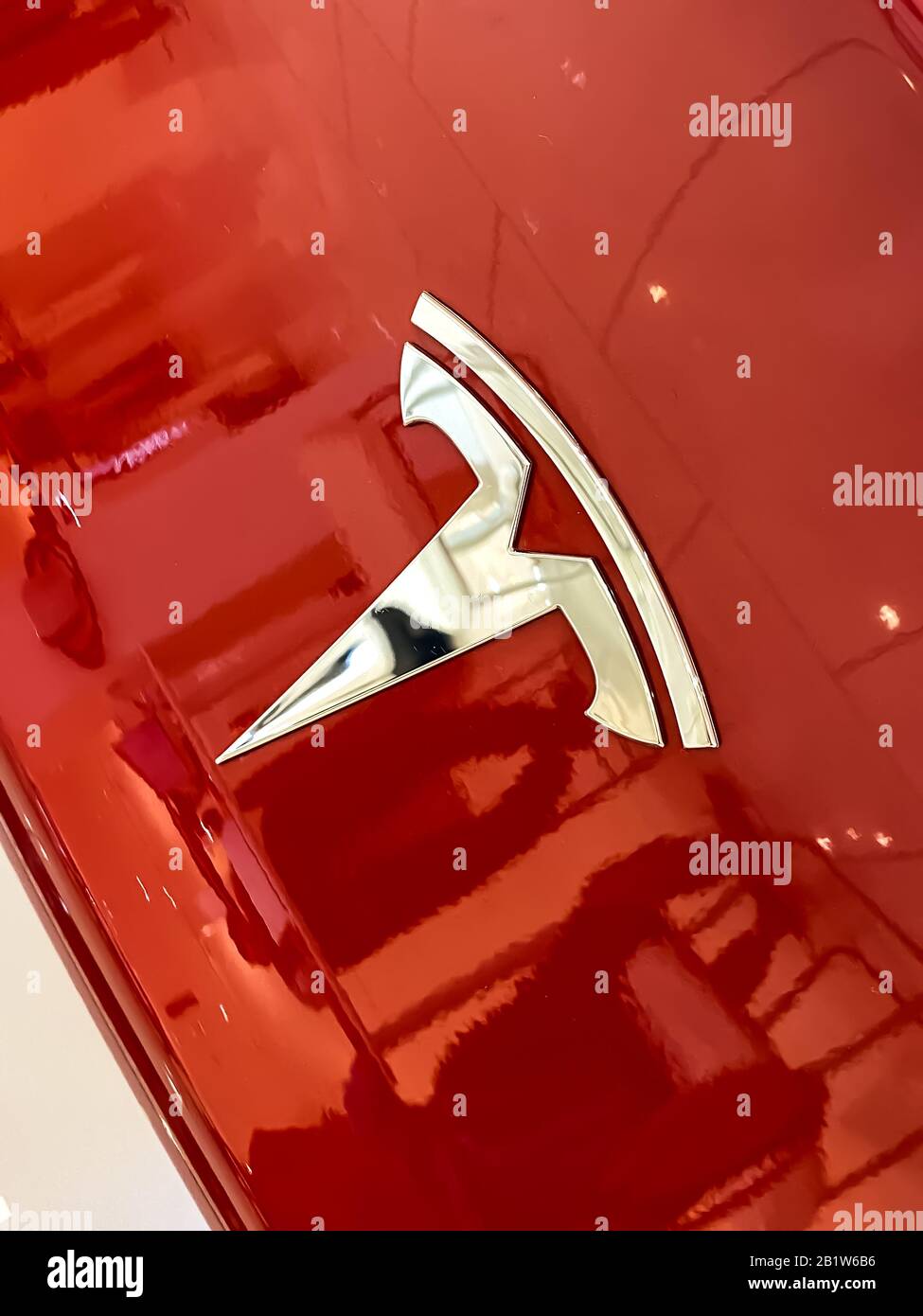 Orlando, FL/USA-2/17/20: A Tesla Model 3 at a Tesla retail store. Tesla ...