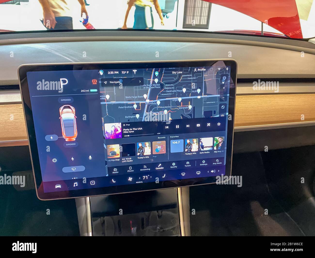 Orlando, FL/USA-2/17/20: A Tesla Model 3 15 inch touchscreen at a Tesla ...