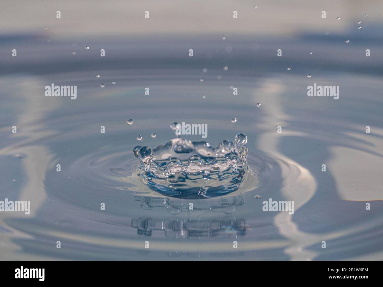 a single drop of water falls into the water from above Stock Photo - Alamy
