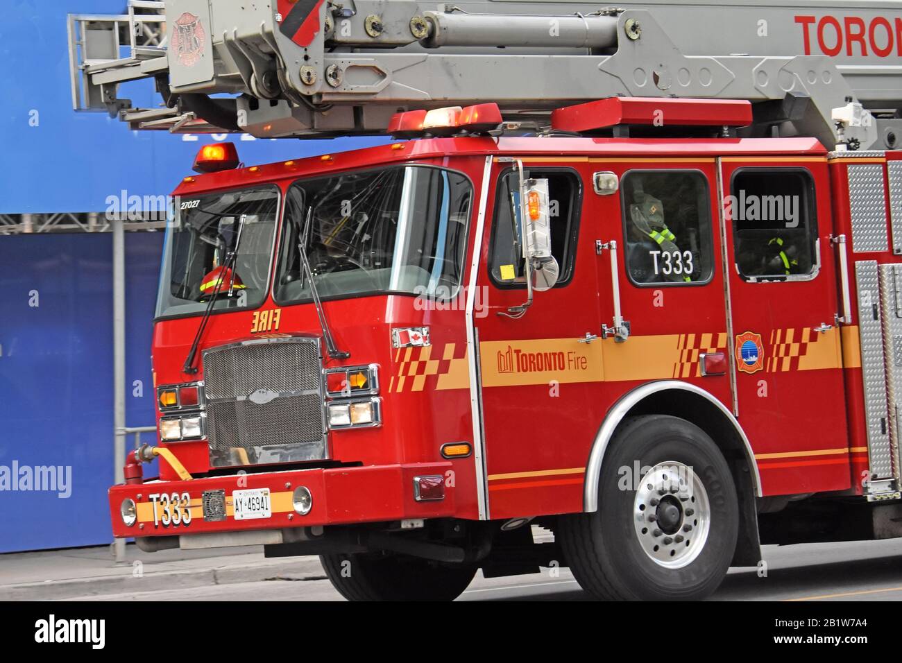 Fire department vehicle rushing in the streets of Toronto, Canada Stock ...