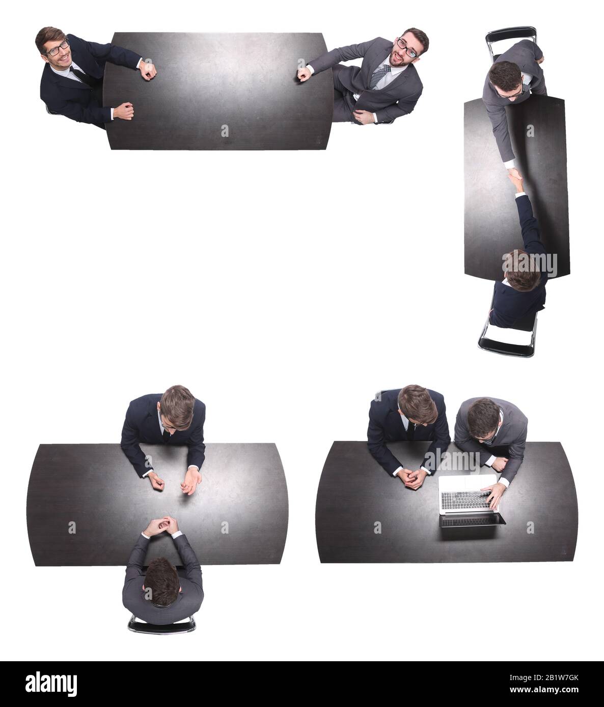 top view. two business people sitting at the Desk Stock Photo - Alamy