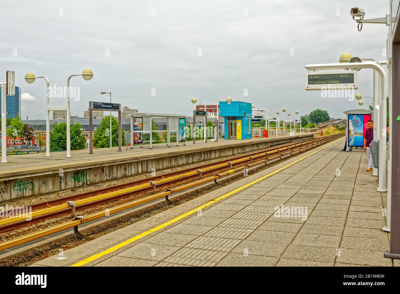 Amsterdam Overamstel empty metro station in industrial area Stock Photo ...