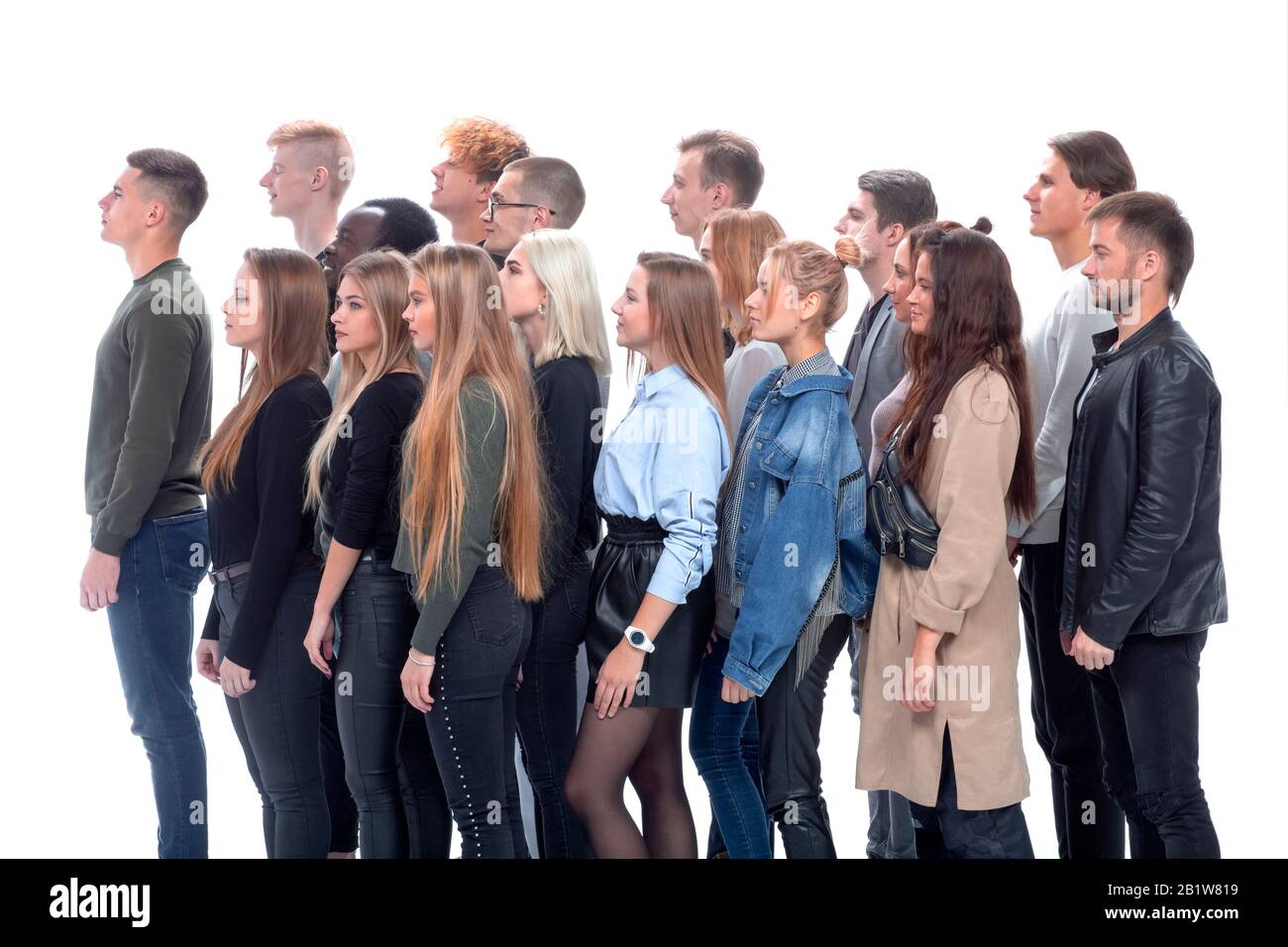 group of young people standing behind each other Stock Photo - Alamy