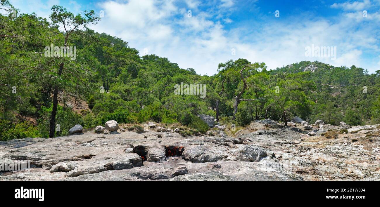 Flame from the burning of natural gas on the surface of the earth ...
