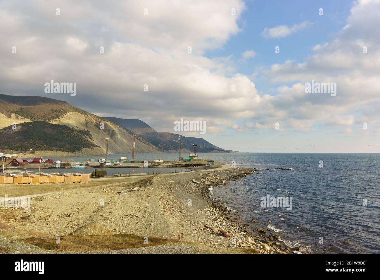 Cape Utrish navigation towers. Russia, Krasnodar Krai, village of Big ...
