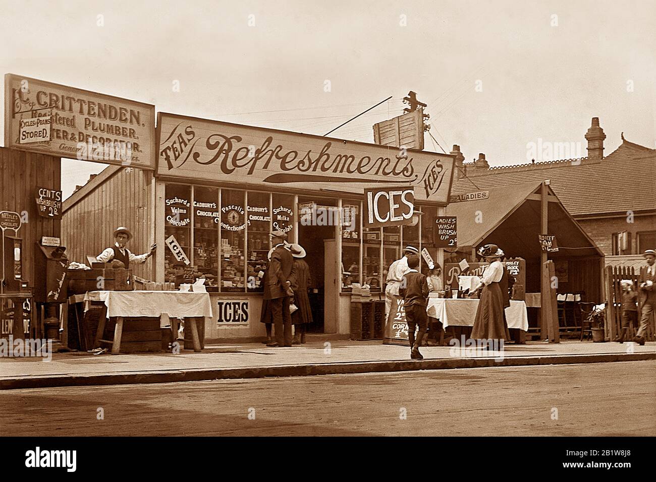 Seaside cafe, shop vintage 1900's Stock Photo - Alamy