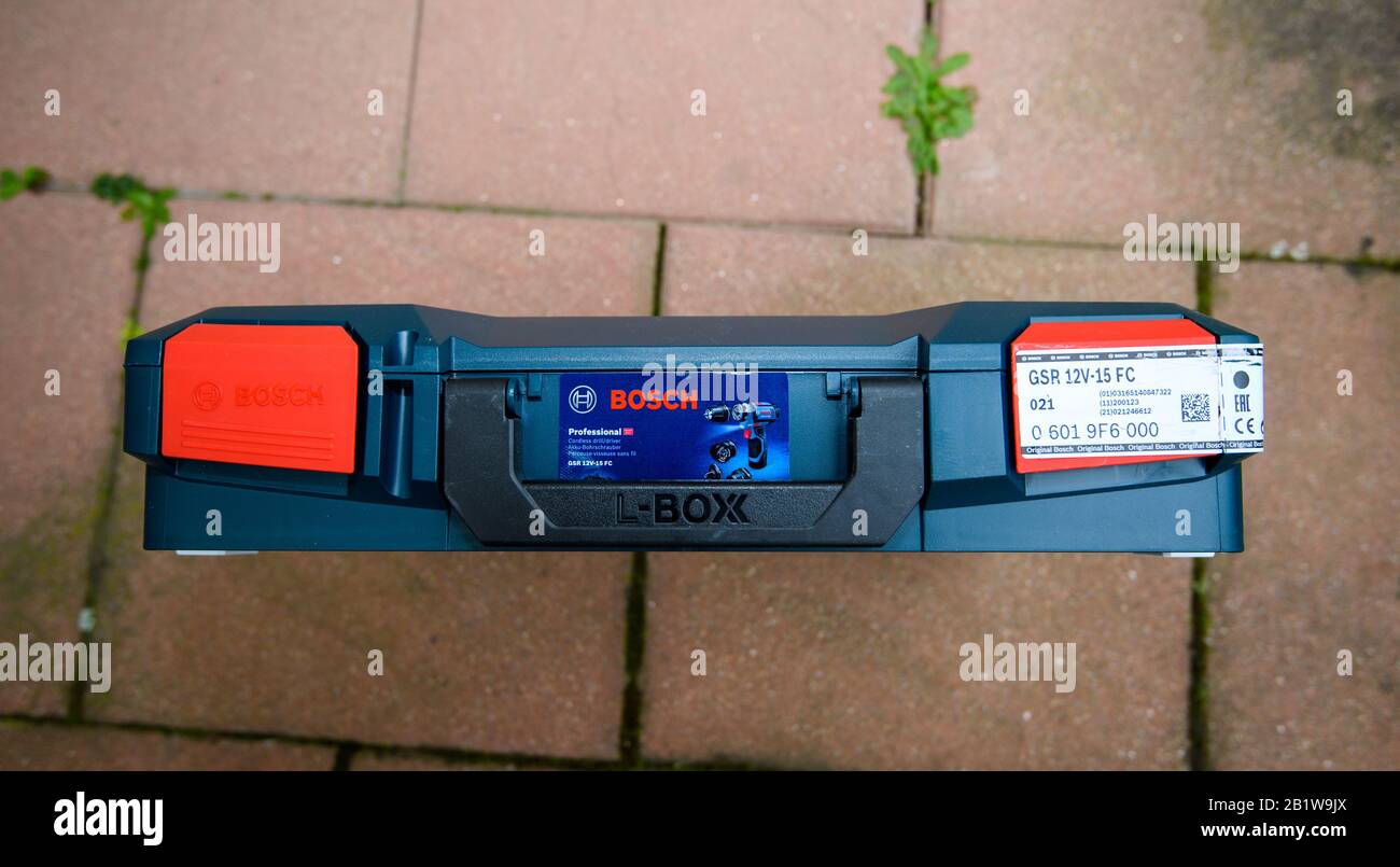 Paris, France - Feb 23, 2019: Cordless drill GSR 12v-15 FC new box of ...