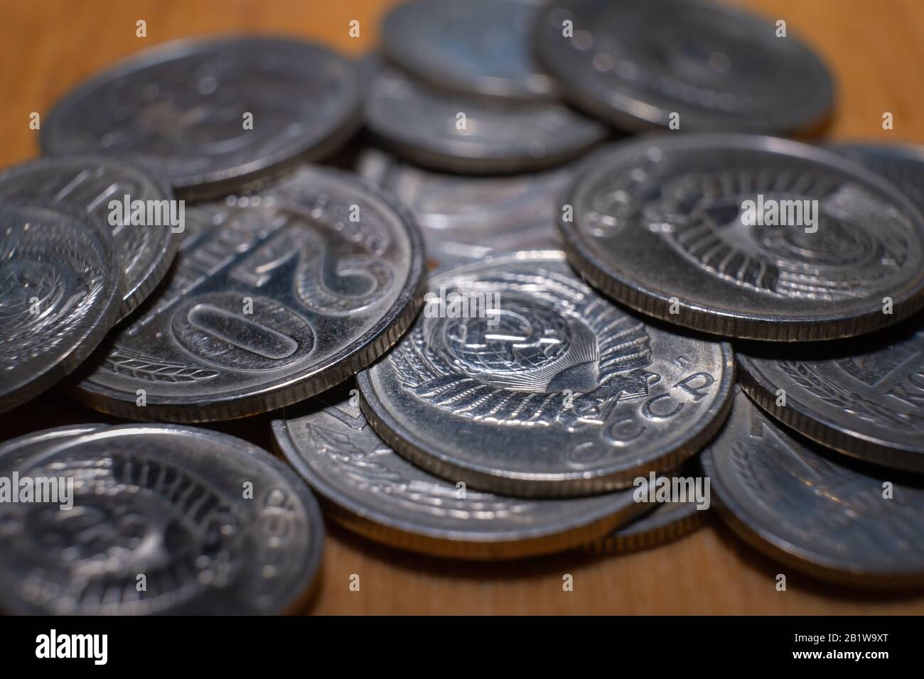 Soviet Union coins. Stack of coins representing success riches and ...
