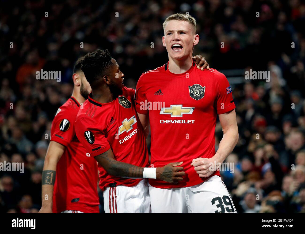 Manchester United's Scott McTominay (right) celebrates scoring his ...