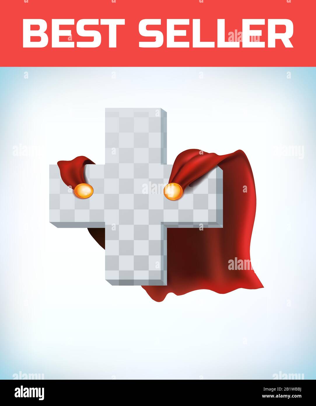 Equilateral cross in hero cape. Doctor super cloak. Pharmacy sign ...