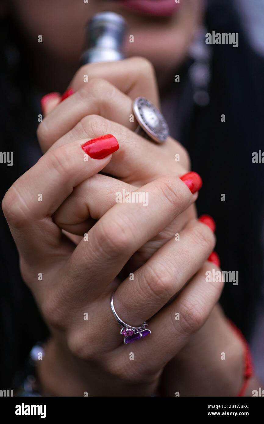 Red Nails Cigarette High Resolution Stock Photography and Images - Alamy