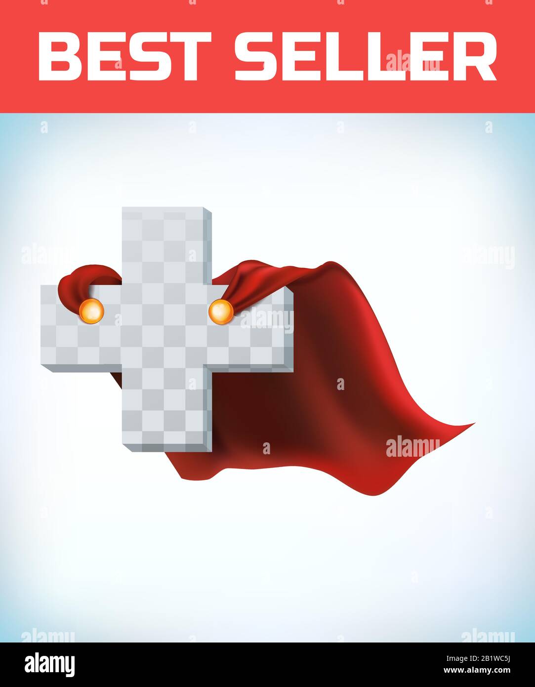 Equilateral cross in hero cape. Doctor super cloak. Pharmacy sign ...