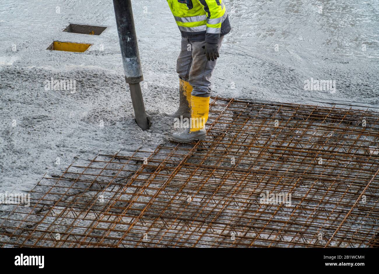 Construction site, concreting, floor, ceiling for a building is ...