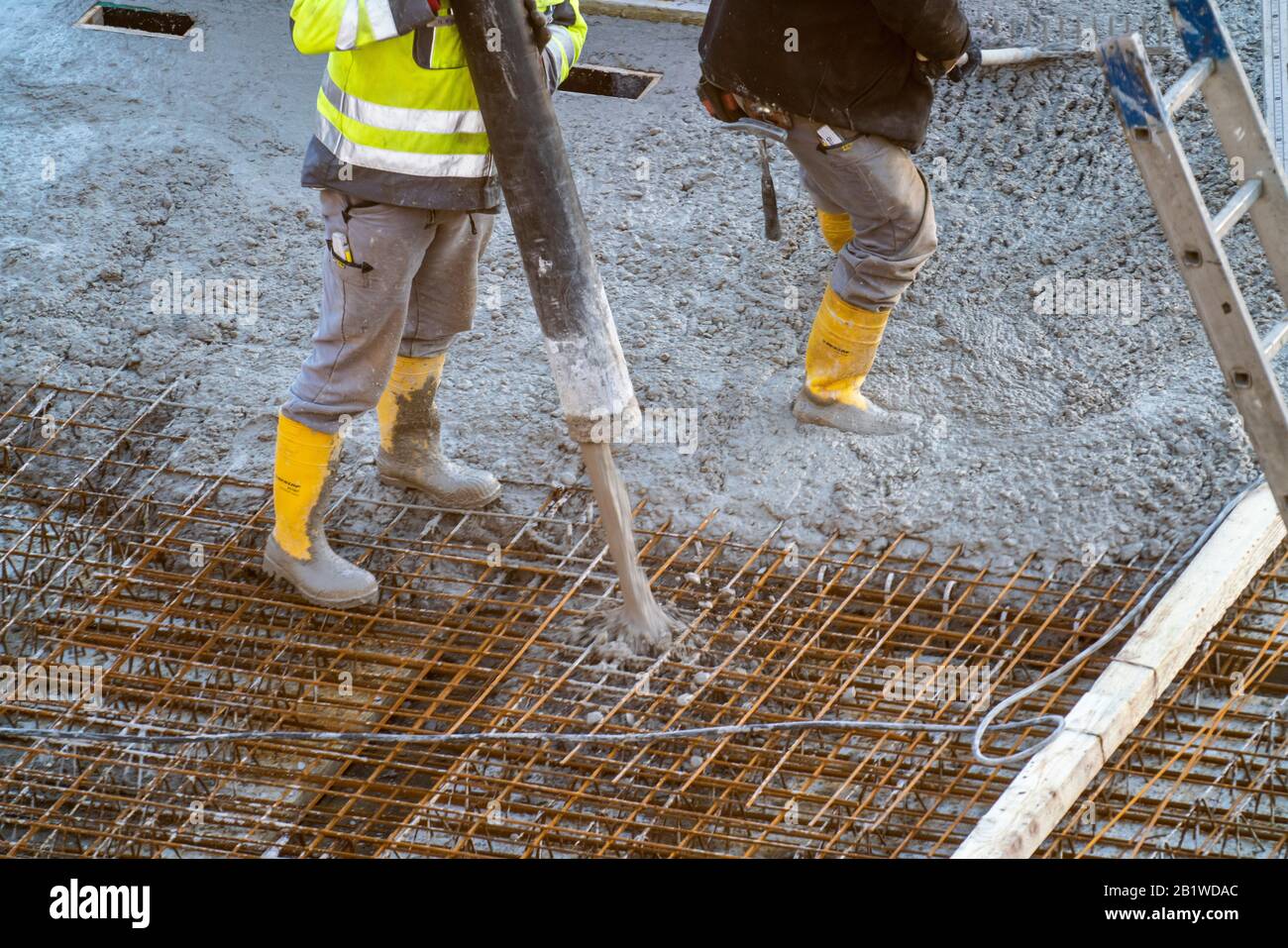 Construction site, concreting, floor, ceiling for a building is ...