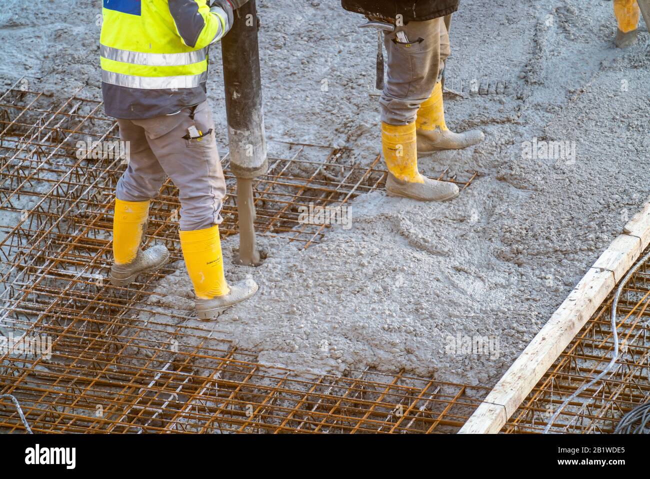 Construction site, concreting, floor, ceiling for a building is ...