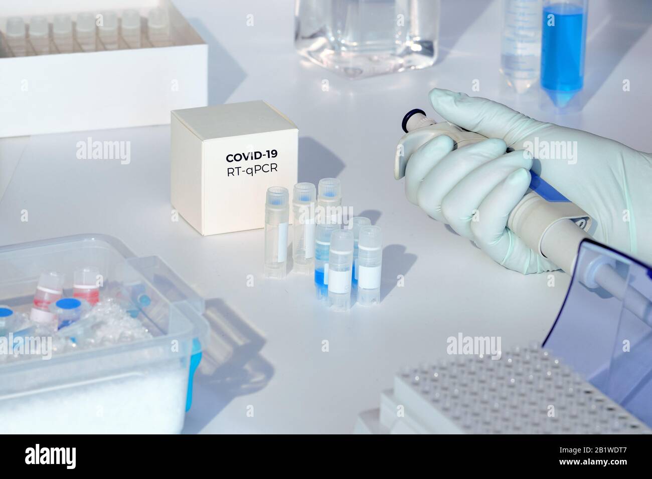 Quick novel coronavirus test kit. 2019 nCoV pcr diagnostics kit. Hand ...