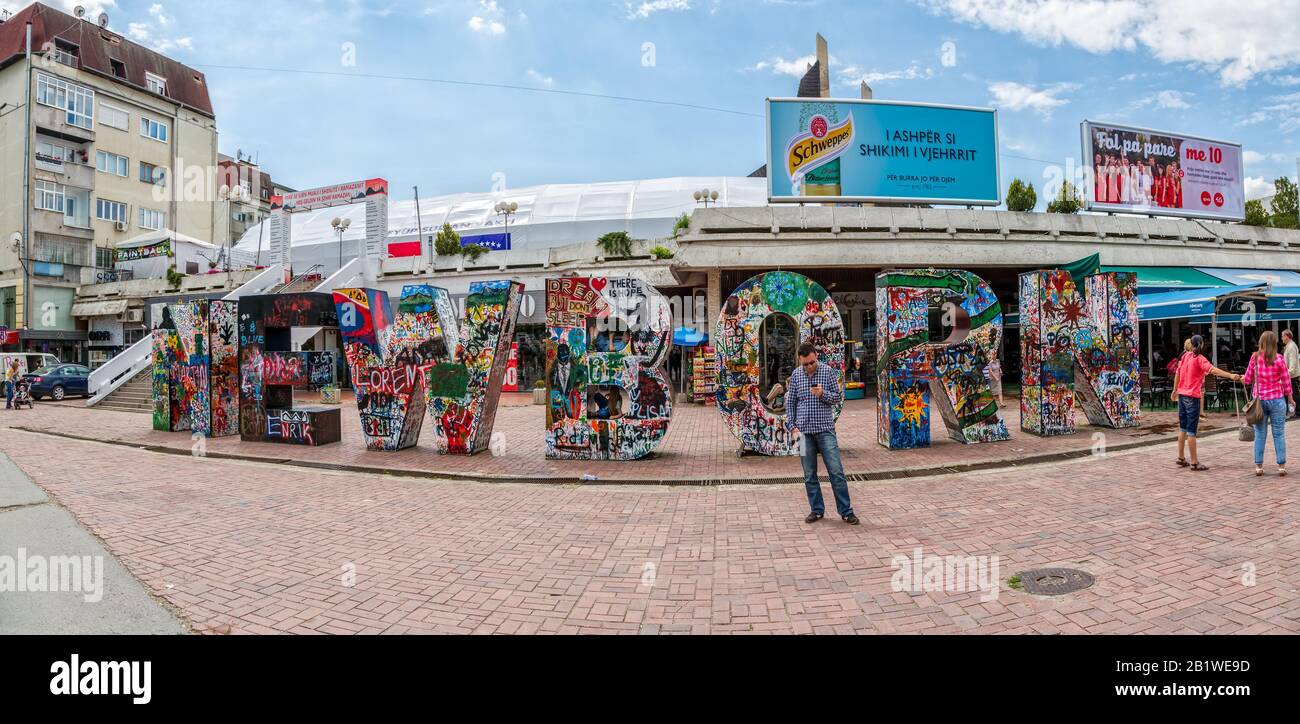 Newborn Monument in Pristina Stock Photo - Alamy