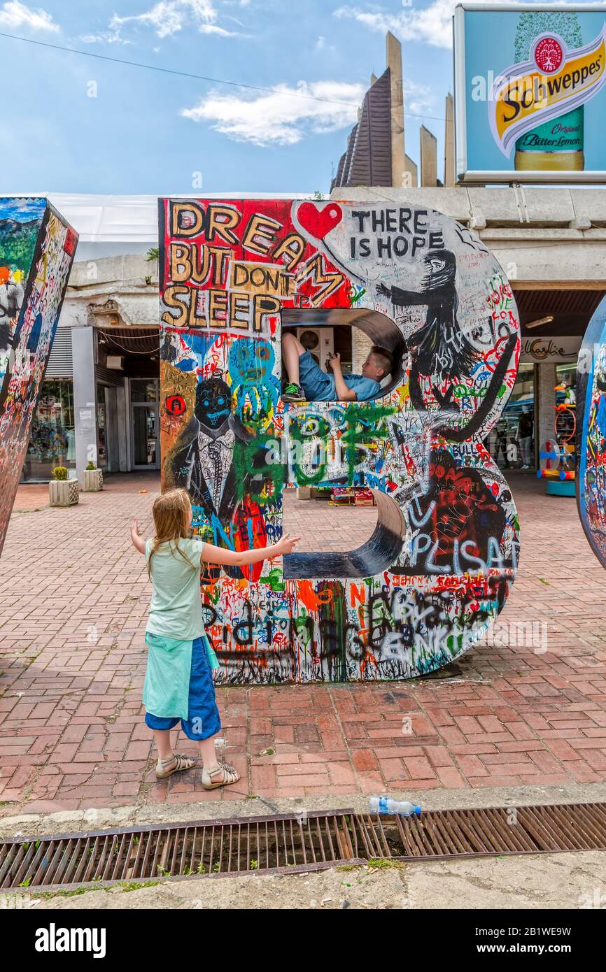Newborn Monument in Pristina Stock Photo - Alamy