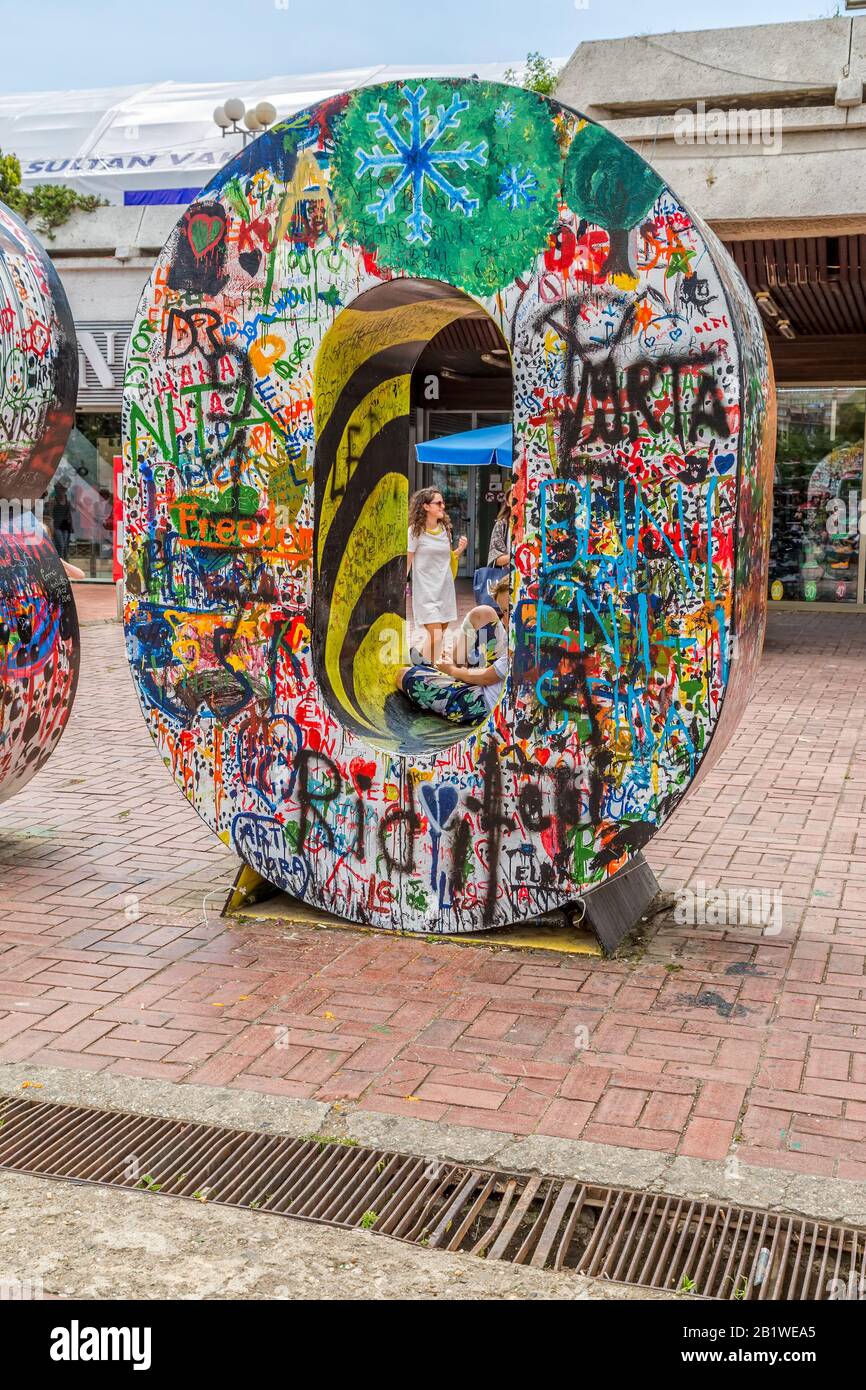 Newborn Monument in Pristina Stock Photo - Alamy