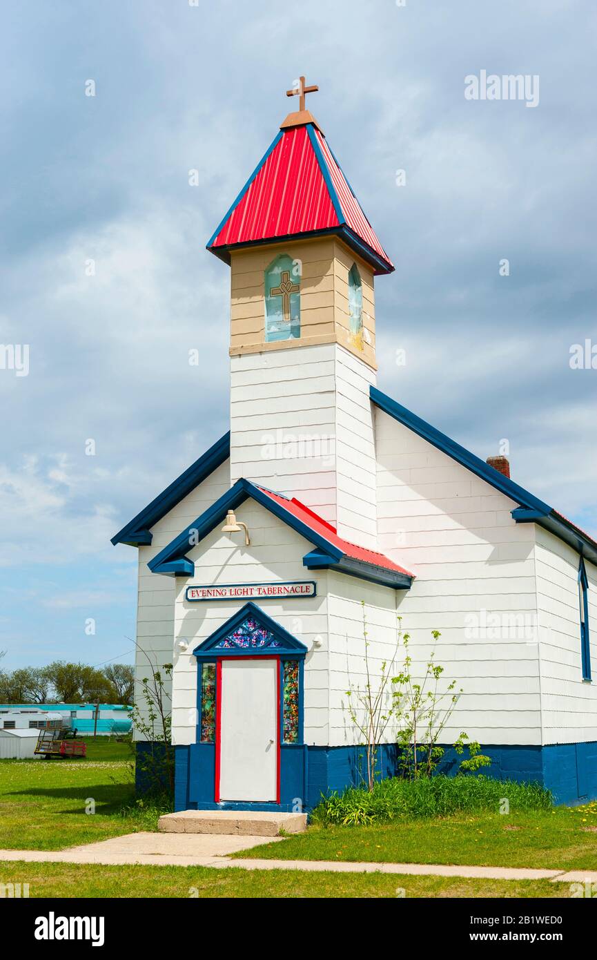 Little white and blue church, Evnenig Light Tabernacle in Yuma ...