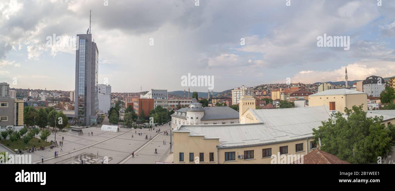 Scanderbeg Square Pristina panoramic Stock Photo - Alamy