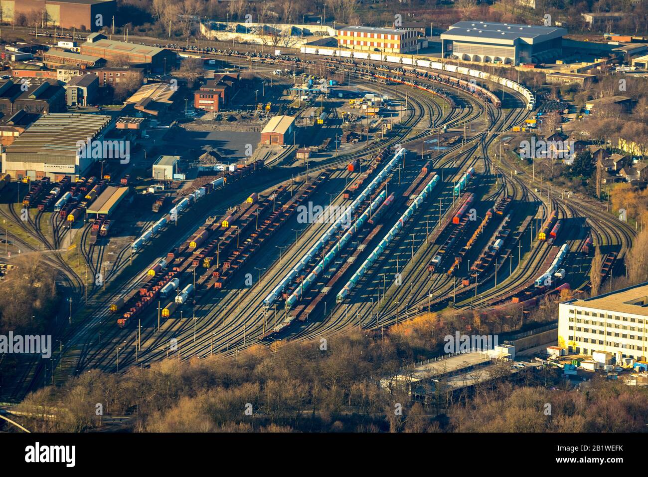 Aerial photograph, railway tracks area thyssenkrupp Steel Europe ...