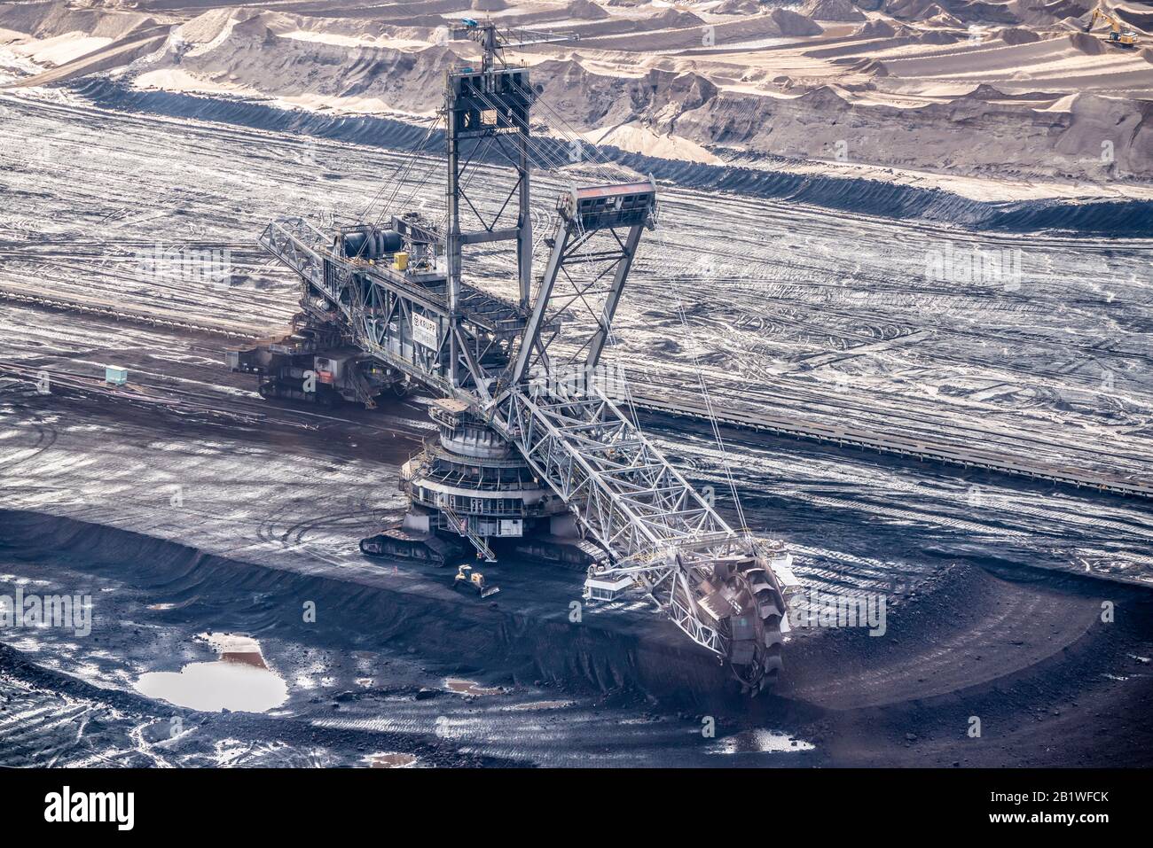 Lignite open pit mine Garzweiler, bucket wheel excavator excavates ...