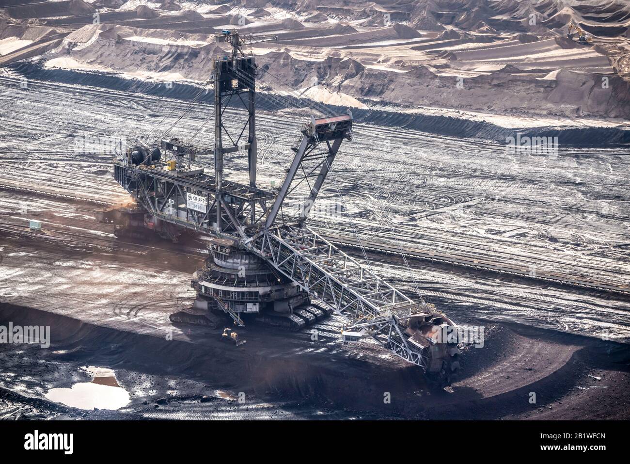 Lignite open pit mine Garzweiler, bucket wheel excavator excavates ...