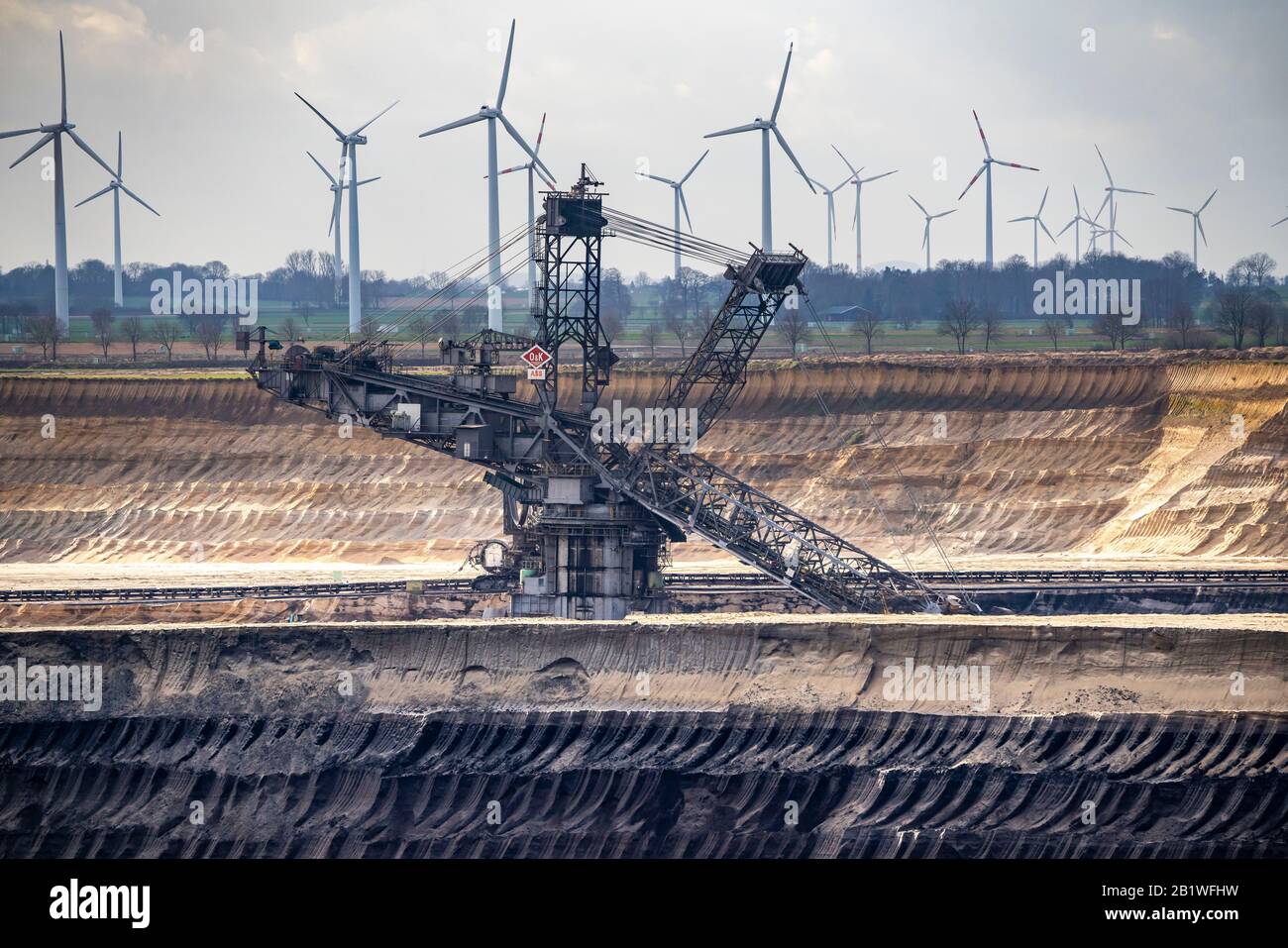 Garzweiler opencast lignite mine, bucket wheel excavator, wind farm ...