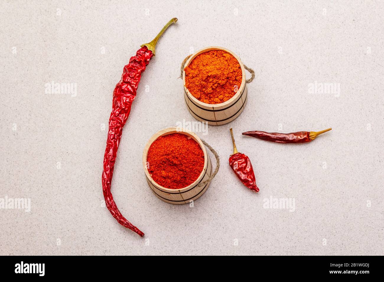 Magyar (Hungarian) red sweet and hot paprika powder. Traditional ...