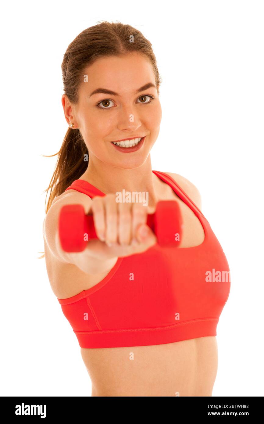 attractive sporty woman studio portrait of active fit fitness girl ...