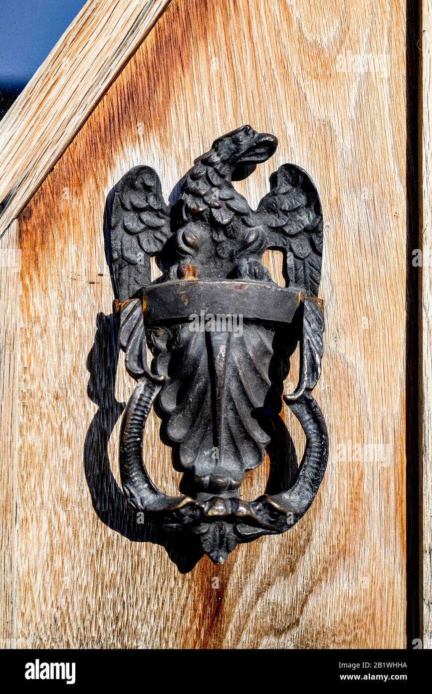 Wrough iron, Gryphon door knocker, England Stock Photo - Alamy