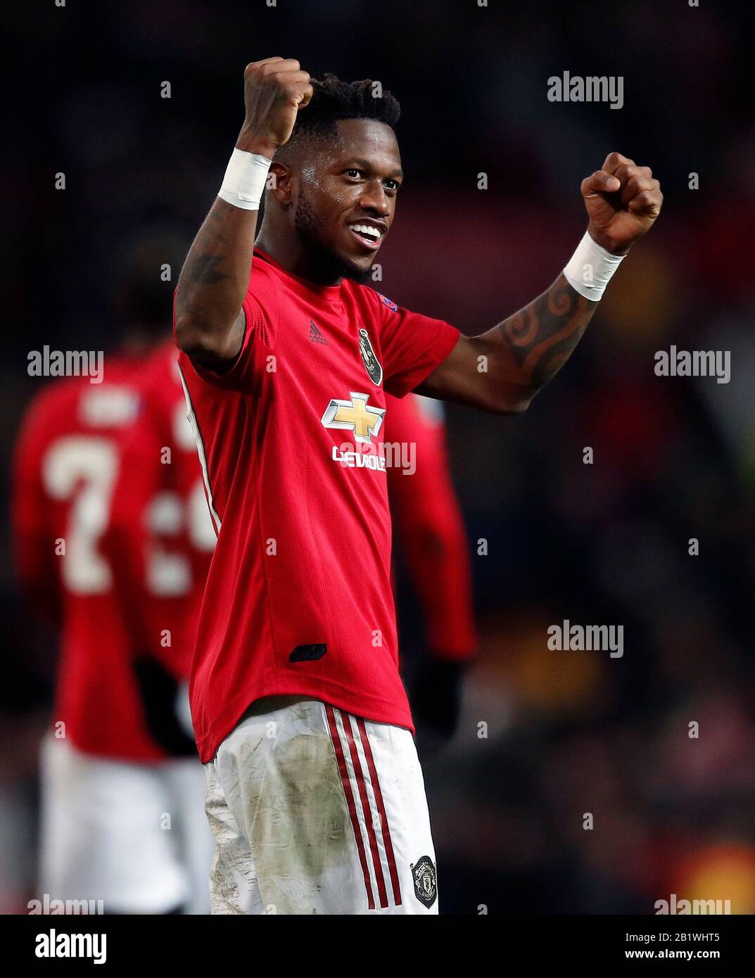 Manchester United's Fred celebrates scoring his sides fifth goal during ...
